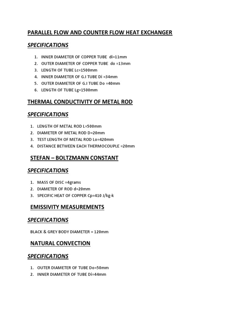 Parallel Flow and Counter Flow Heat Exchanger | PDF