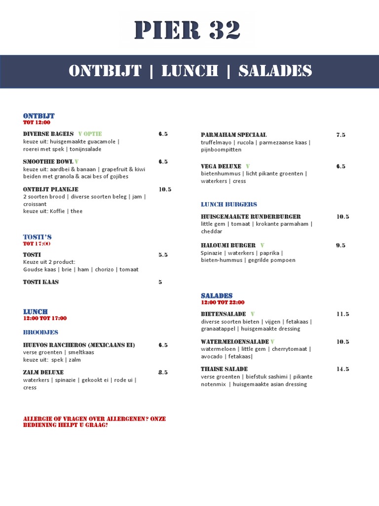 Menukaart Pier32 2019 | PDF