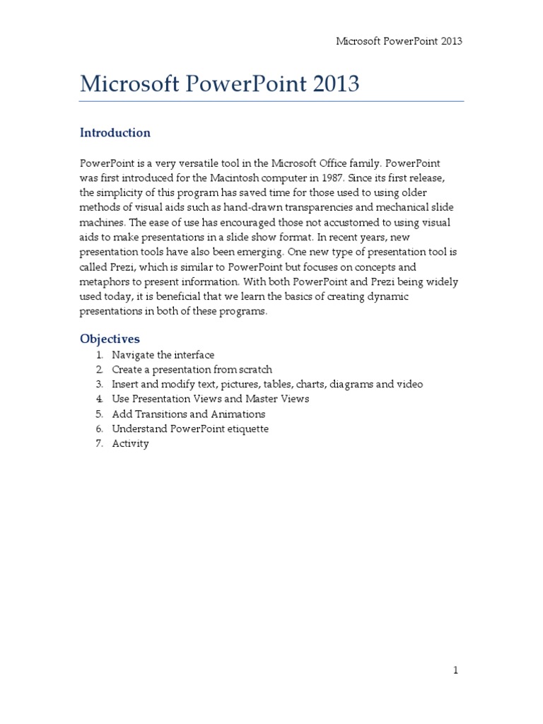 PowerPoint 2013 Guide for Beginners | PDF | Spreadsheet | Microsoft ...