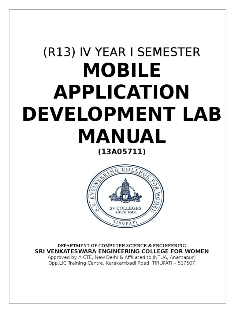 Mobile Application Development Lab Manual: (R13) Iv Year I Semester | PDF | Android (Operating ...