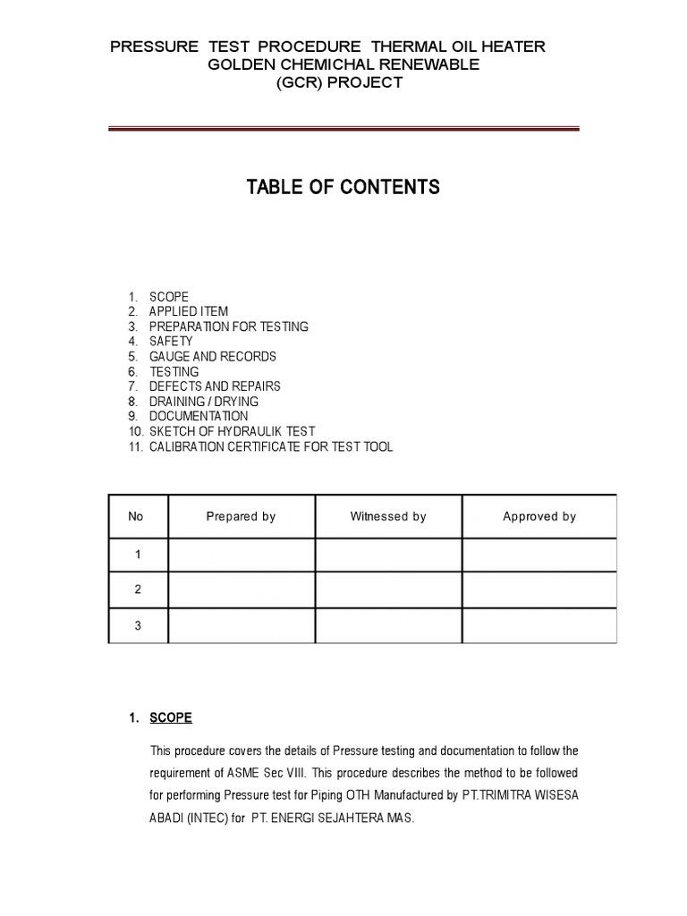 Pressure Test Procedure | PDF | Calibration | Pressure Measurement