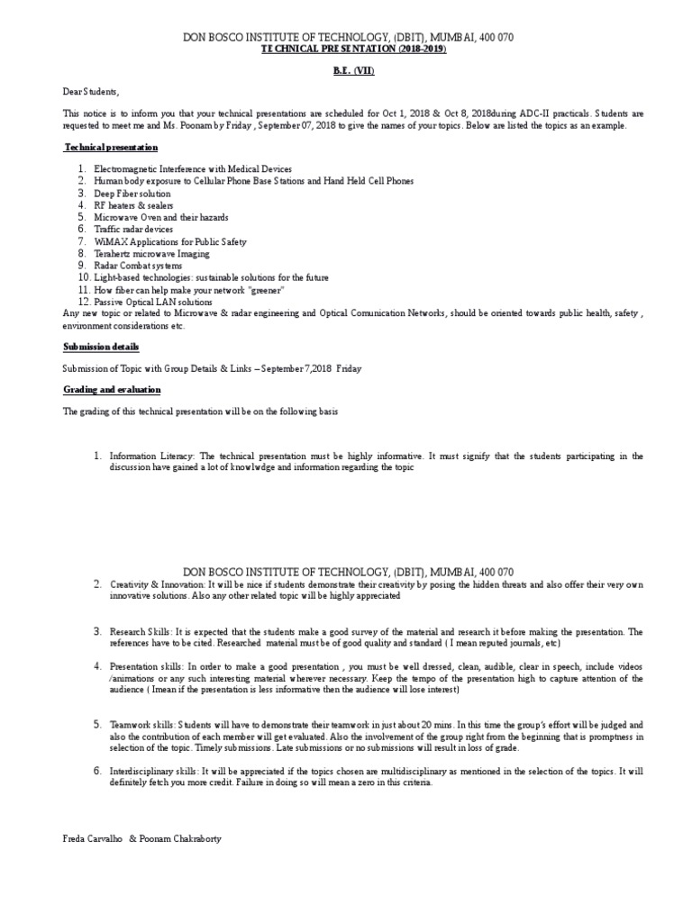 Don Bosco Institute of Technology, (Dbit), Mumbai, 400 070: Technical ...