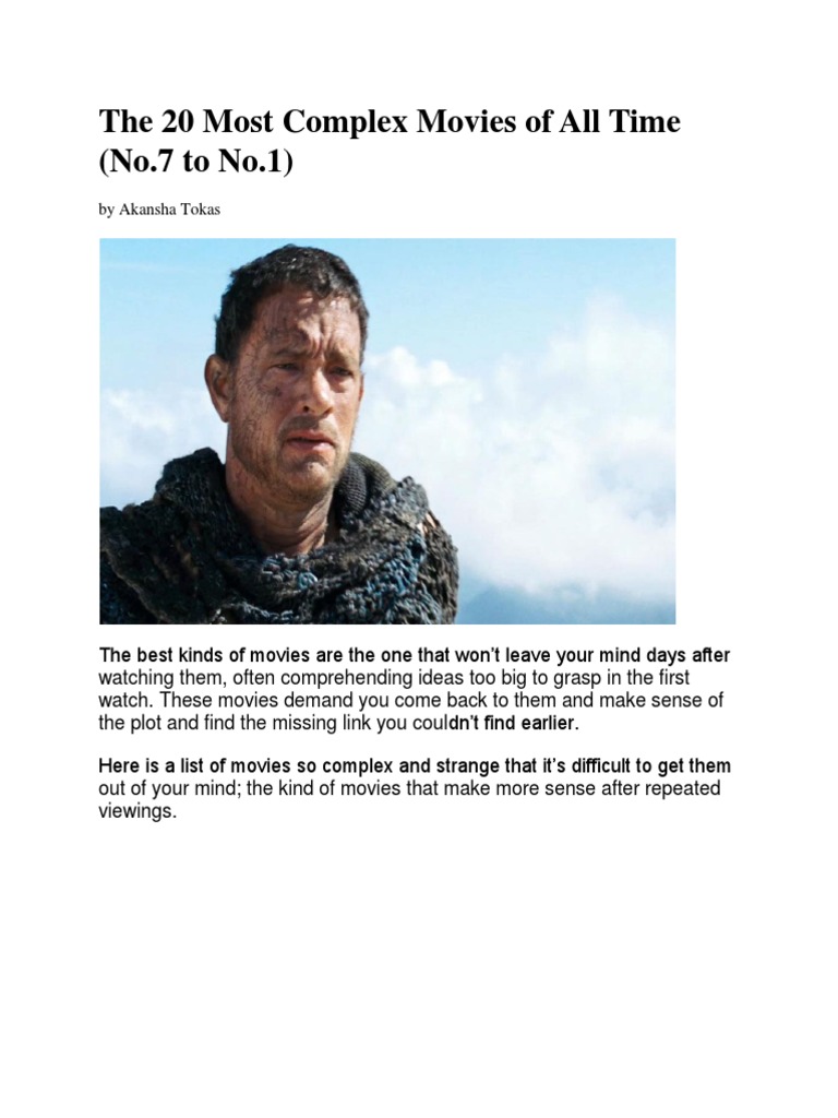 The 20 Most Complex Movies of All Time-1 | PDF | Leisure