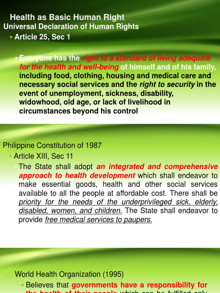 Health As Basic Human Right: Universal Declaration of Human Rights ...