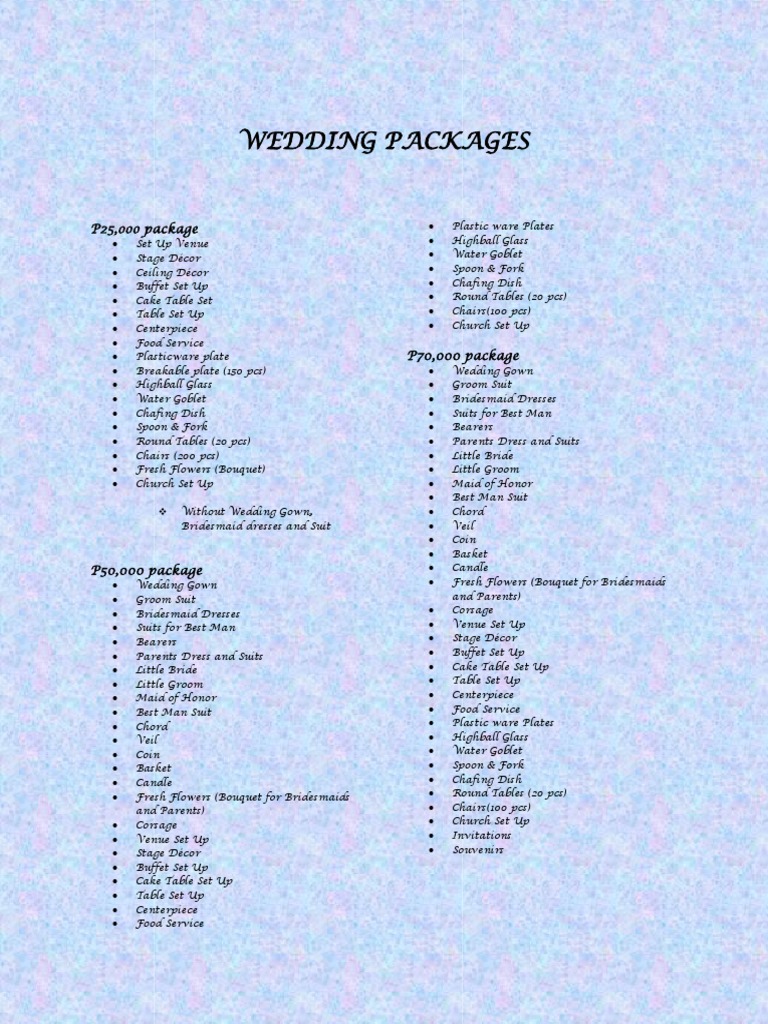 Wedding Packages | PDF | Bridesmaid | Cuisine