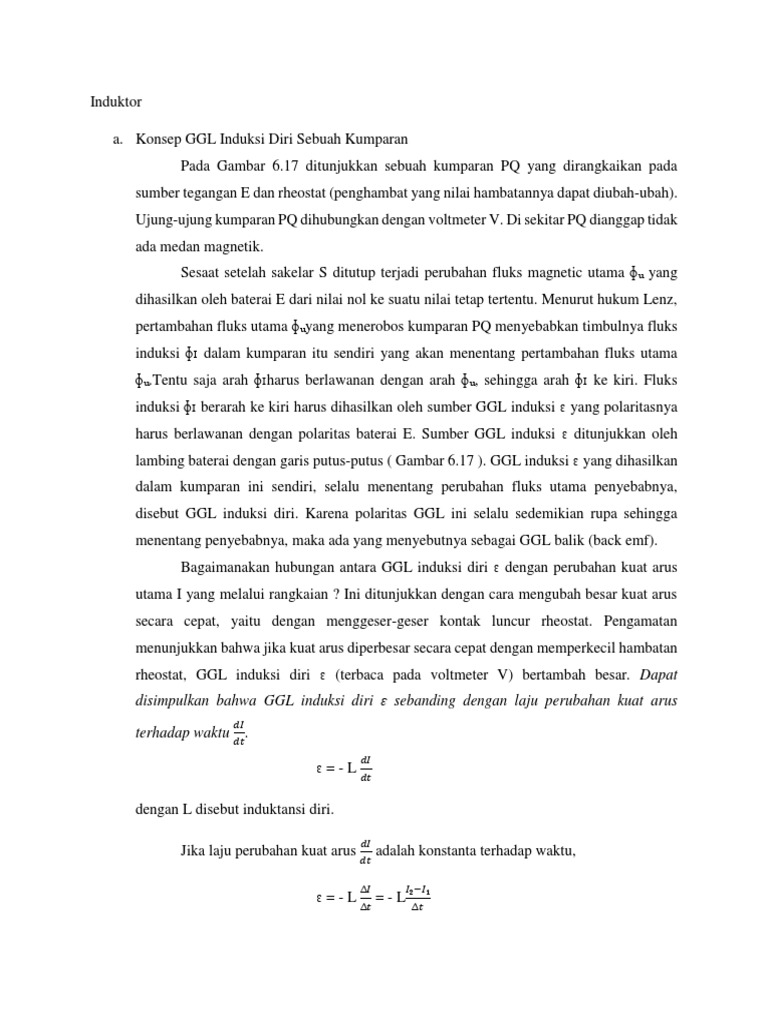 Rumus Induktansi Diri dan GGL Induksi | PDF | Sains & Matematika