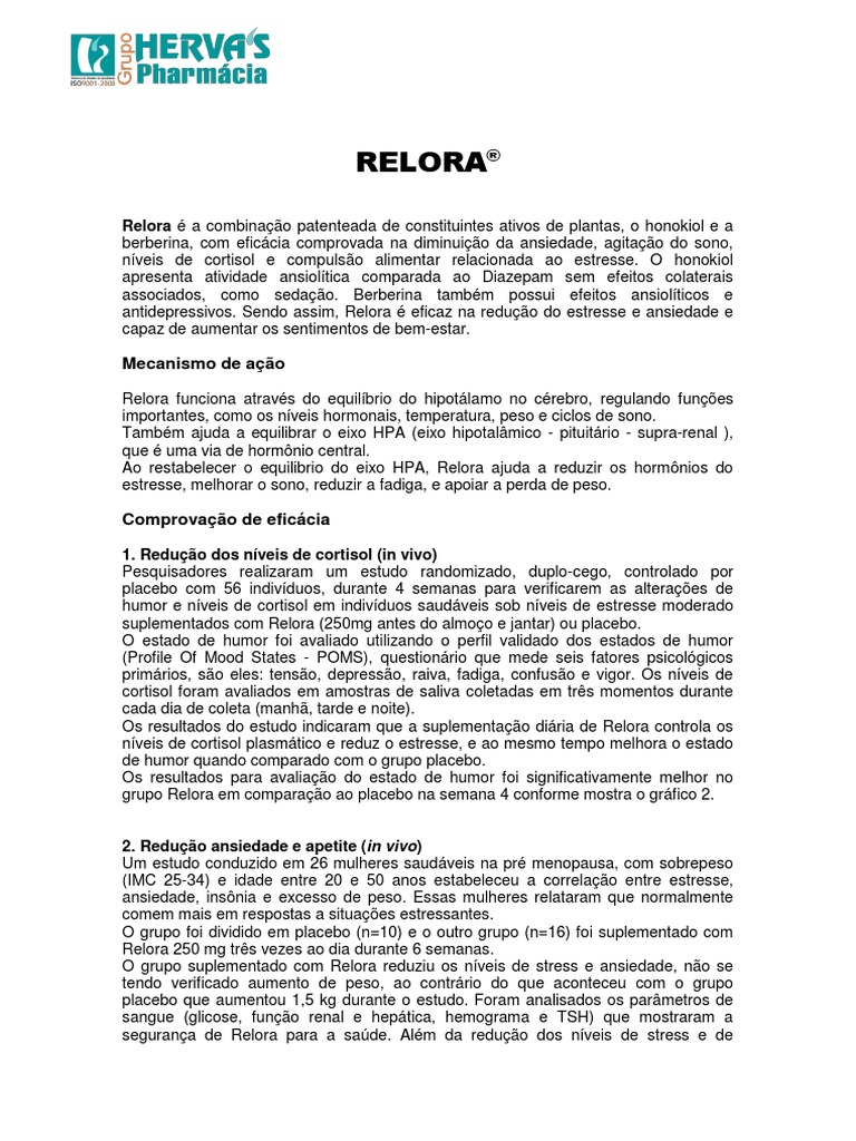 RELORA | PDF | Cortisol | Antidepressivo