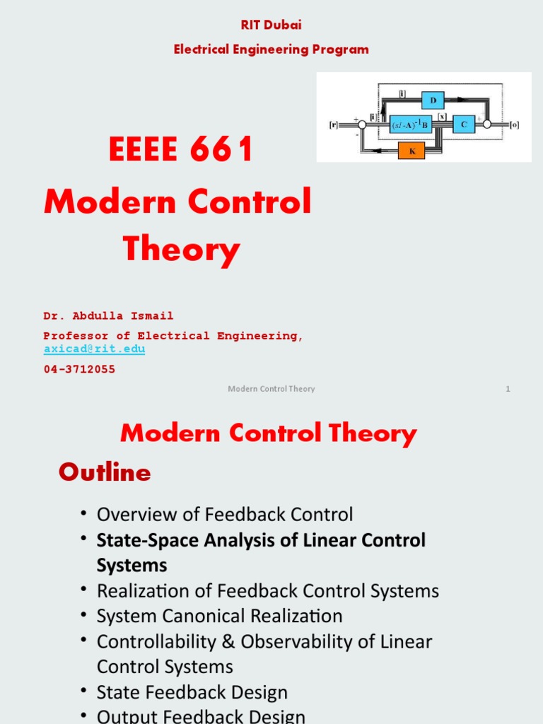 3 State Space Modeling Pdf Control Theory Systems Theory