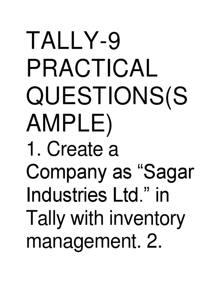 Tally-9 Practical Questions (S Ample) | PDF