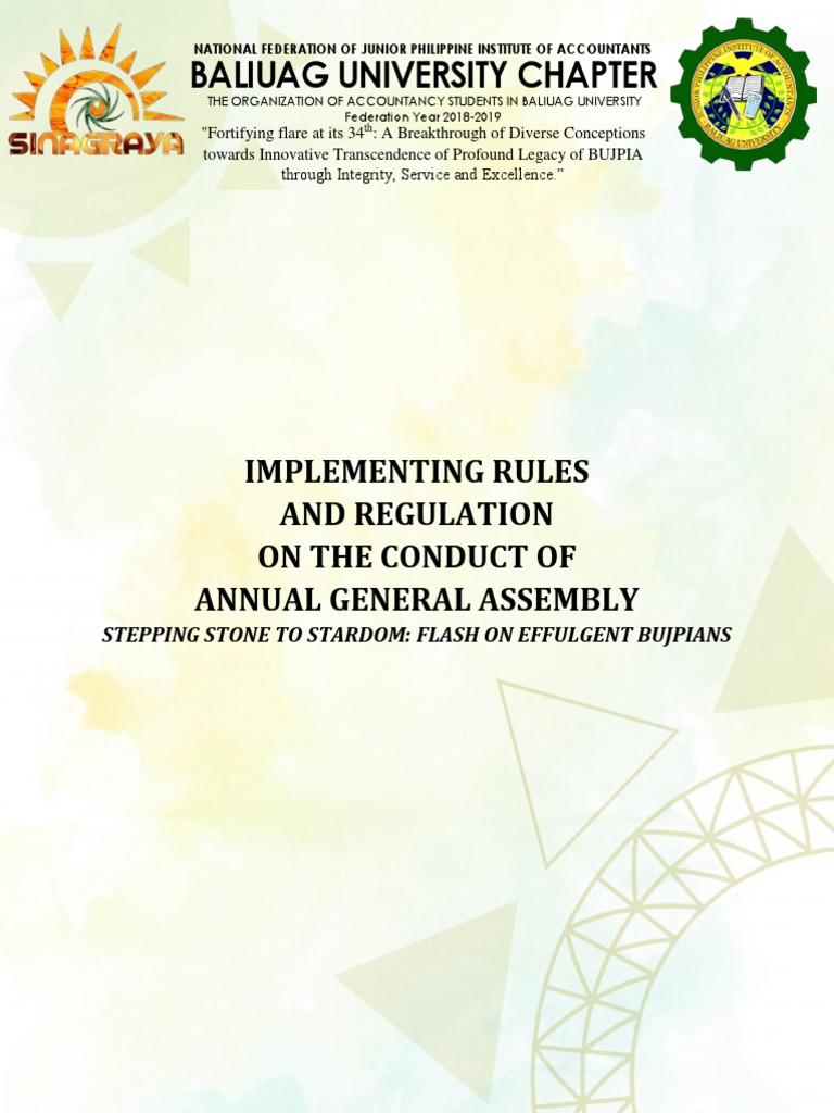 Annual General Assembly Implementing Rules and Regulations | PDF | Singing