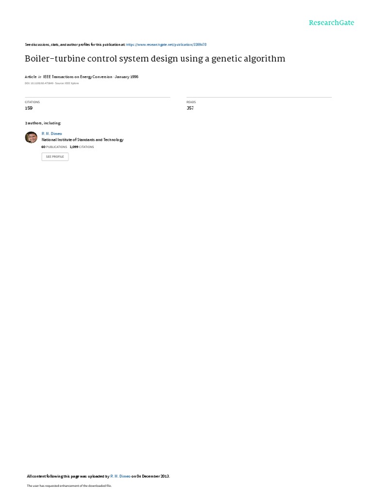 Boiler-Turbine Control System Design Using A Genetic Algorithm | PDF | Control Theory | Control ...