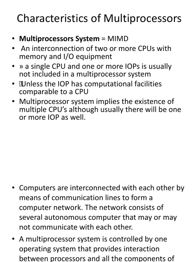 Characteristics Multi Processors | PDF | Central Processing Unit | Concurrent Computing