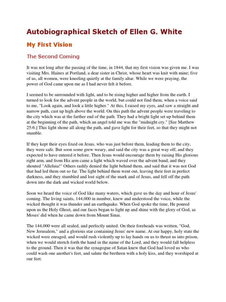 Autobiographical Sketch of Ellen G | Download Free PDF | Jesus ...