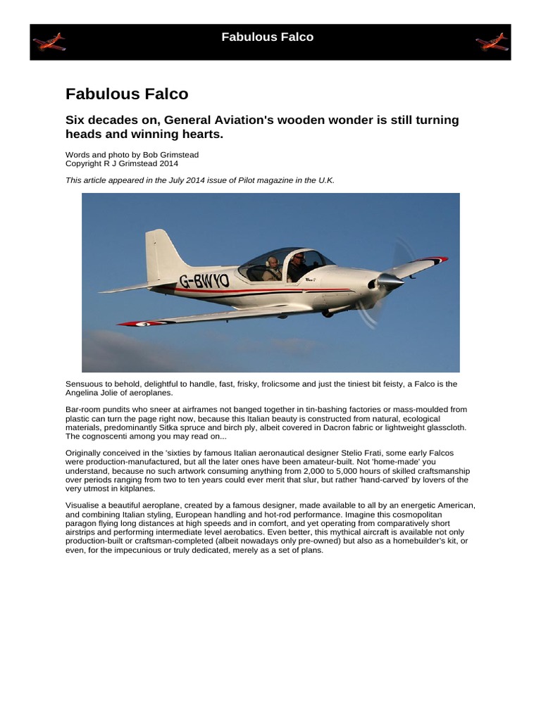 Falco F8L | PDF | Flap (Aeronautics) | Stall (Fluid Mechanics)