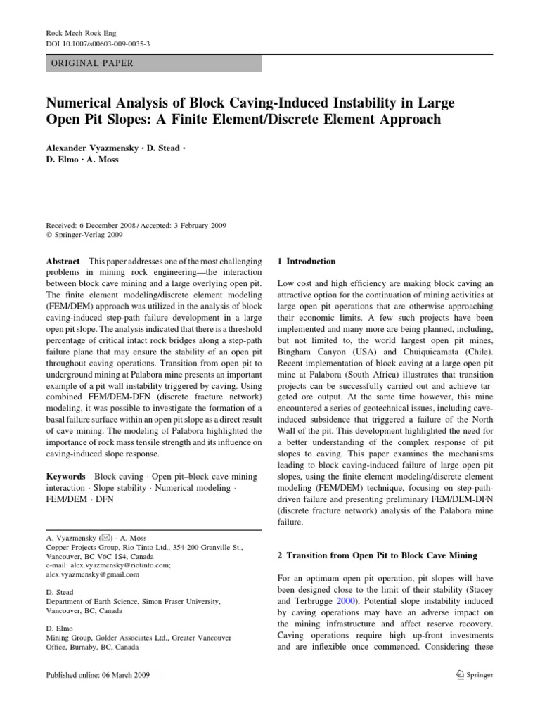 Analyzing Block Cave Mining-Induced Instability in Large Open Pit ...