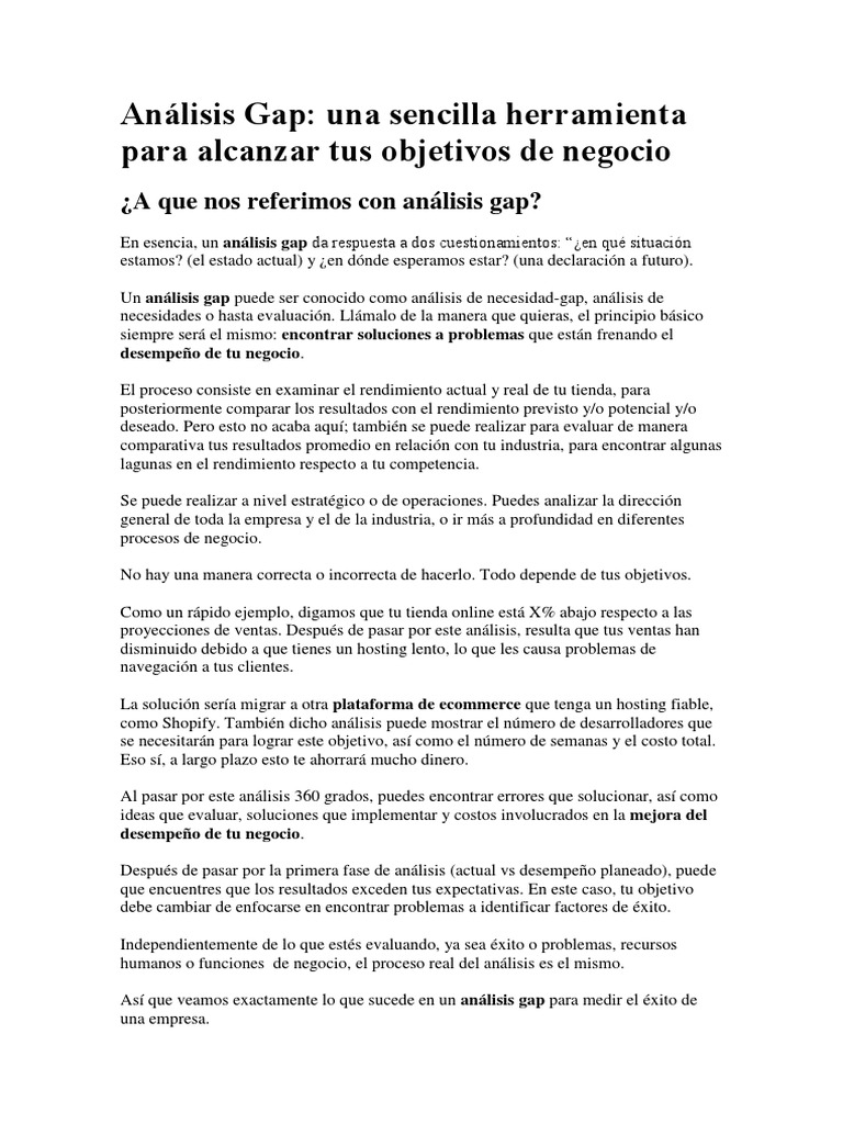 Análisis Gap | PDF | Cliente | Marketing