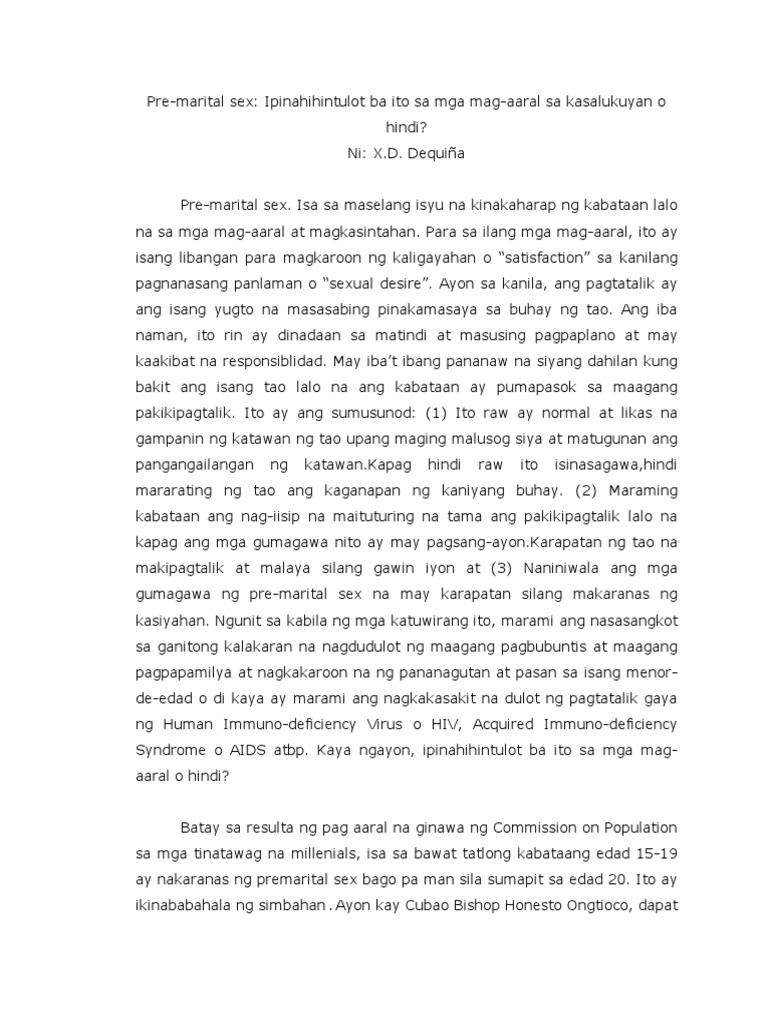 Pre Marital Sex Pdf