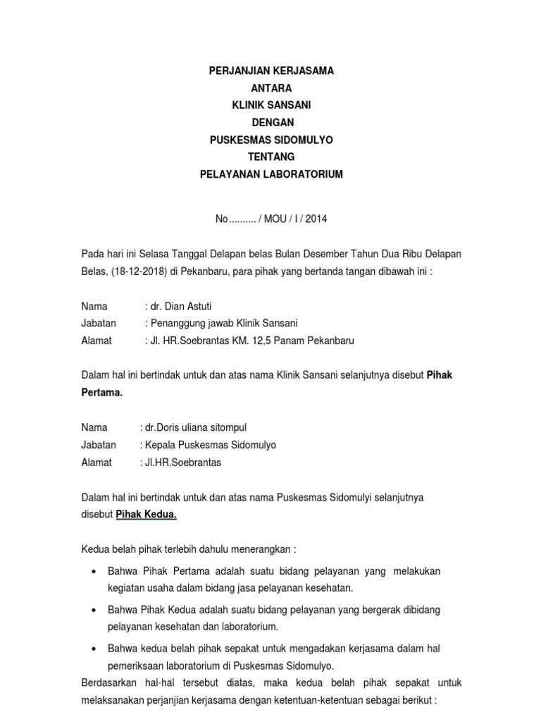 Contoh Mou Lab | PDF