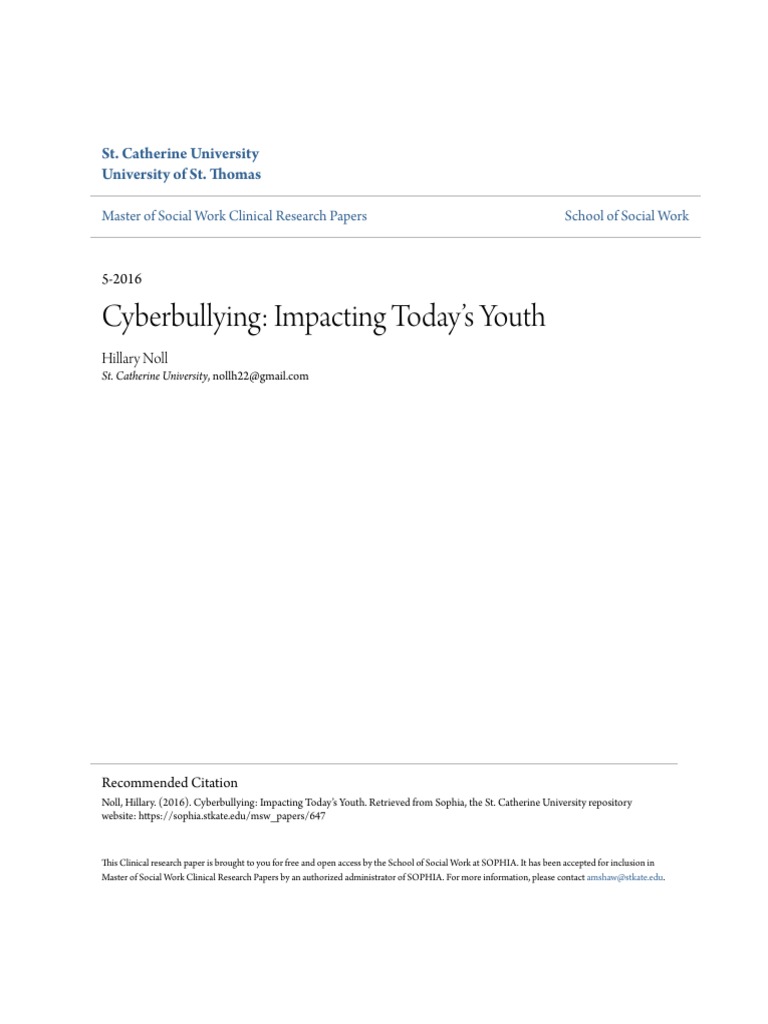 Cyberbullying - Impacting Today - S Youth | PDF | Cyberbullying ...