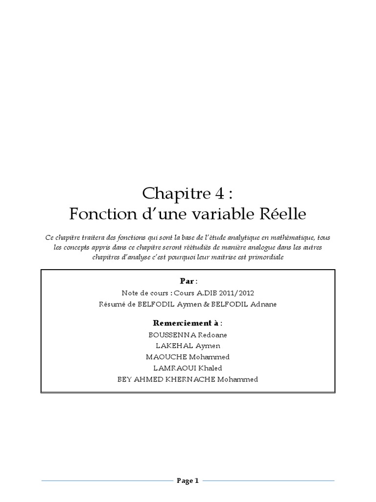 Fonction d'une Variable Réelle | PDF | Fonction trigonométrique ...