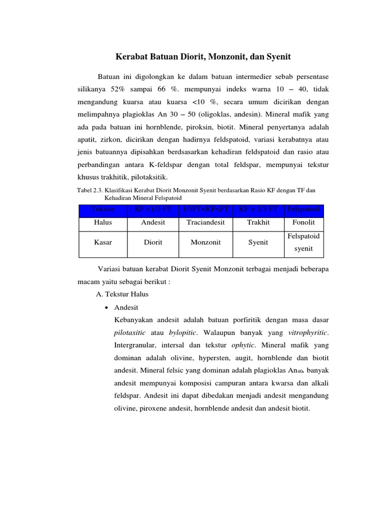 Kerabat Batuan Diorit dan Monzonit | PDF