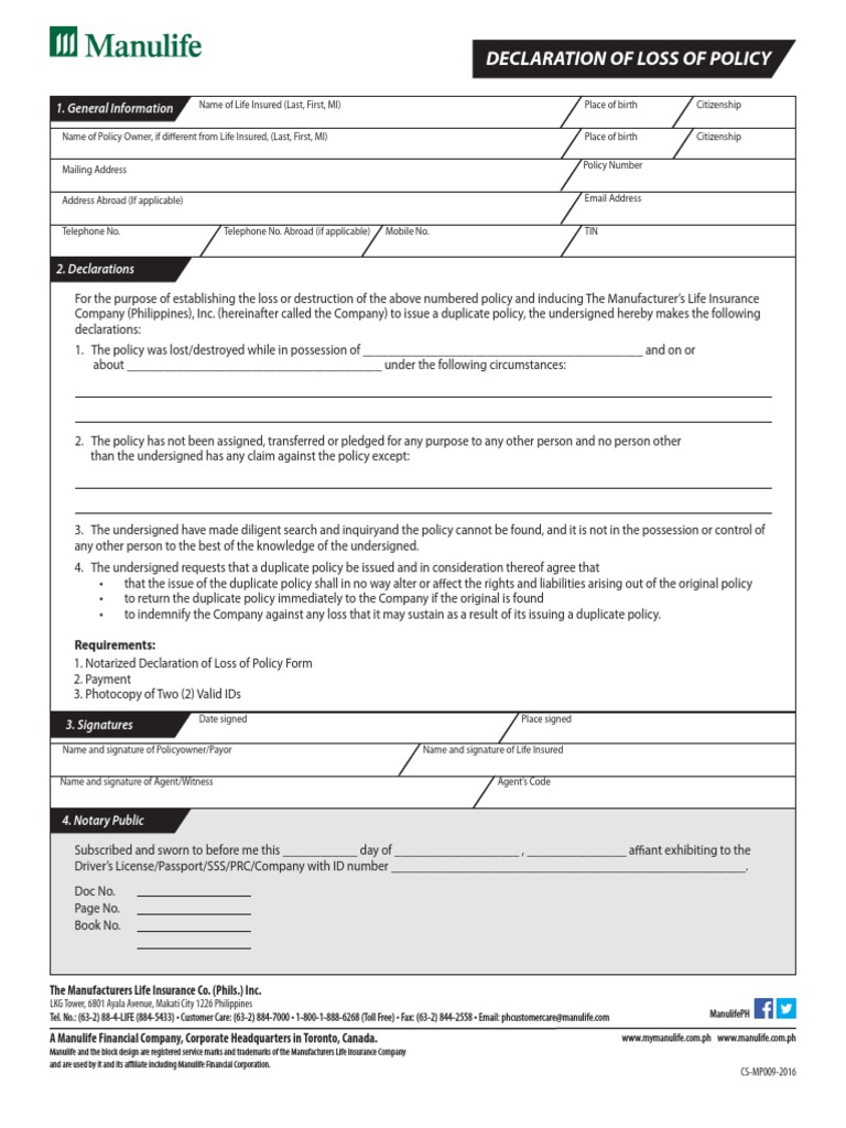 Declaration of Loss | Download Free PDF | Insurance | Notary Public