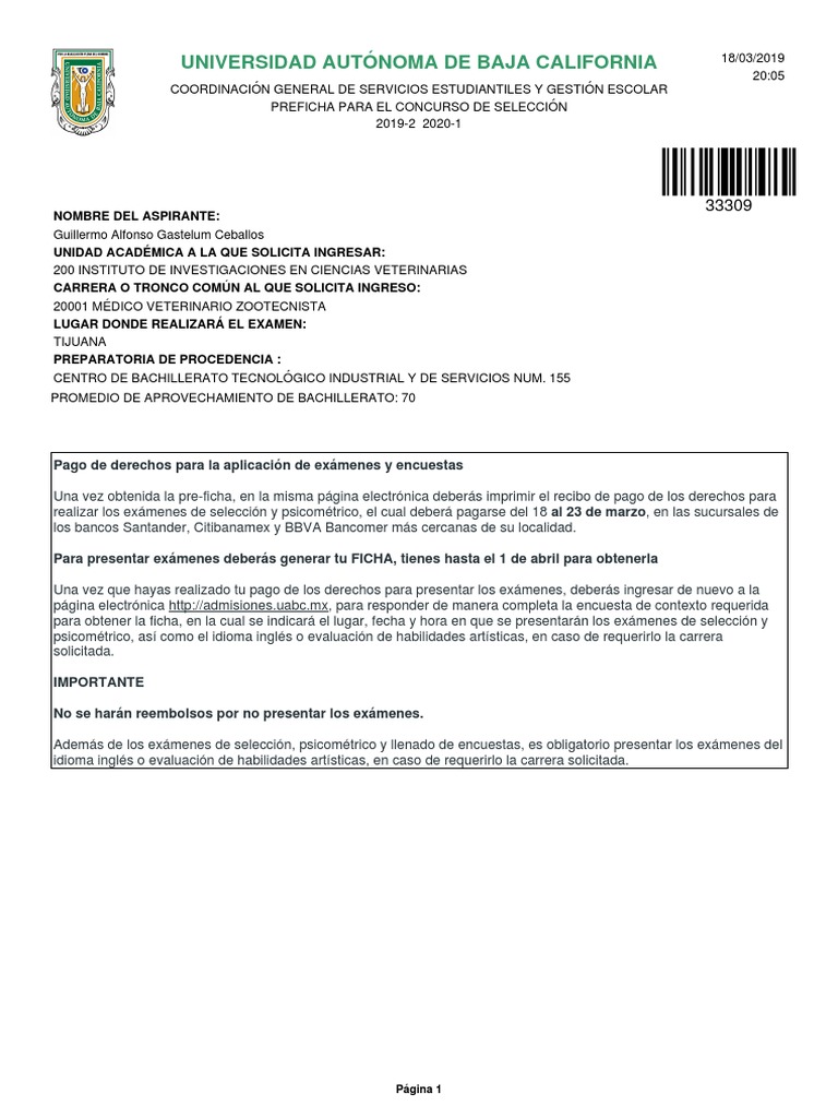 Preficha UABC PDF | PDF