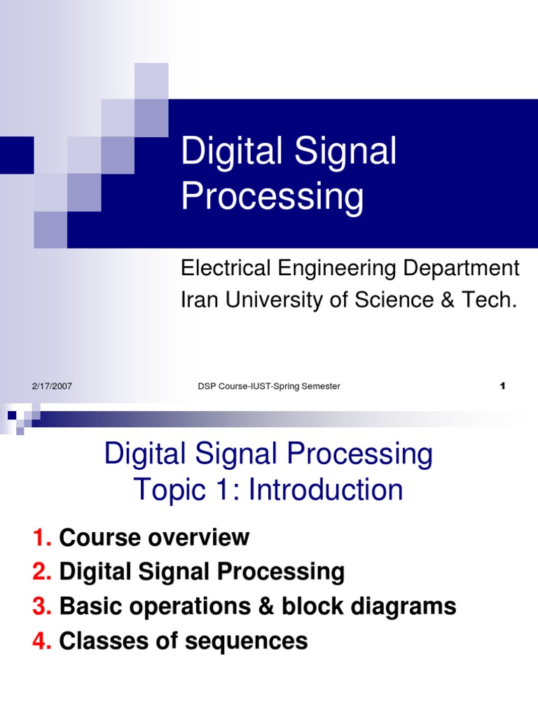 Digital Signal Processing Course Overview and Introduction | PDF ...