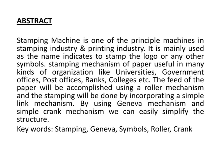 Automatic Stamping Machine - Abstract | PDF