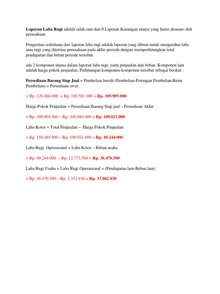 Penjelasan Lap. L.R & Neraca | PDF