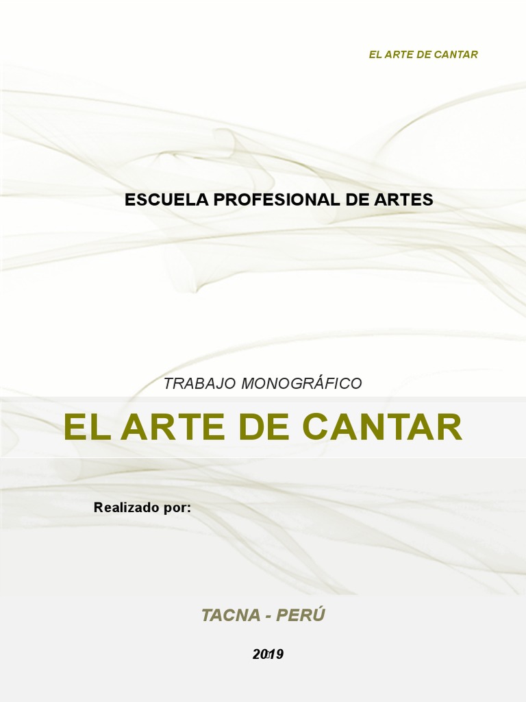 Monografia El Arte Del Canto | PDF | Sonido | Música vocal