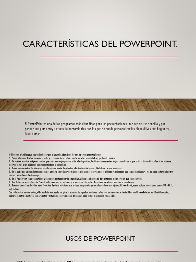 Características Del Powerpoint | PDF | Microsoft PowerPoint | Informática