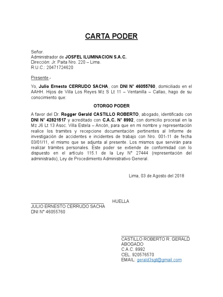 Carta Poder | PDF | Documentos oficiales | Gobierno y personalidad