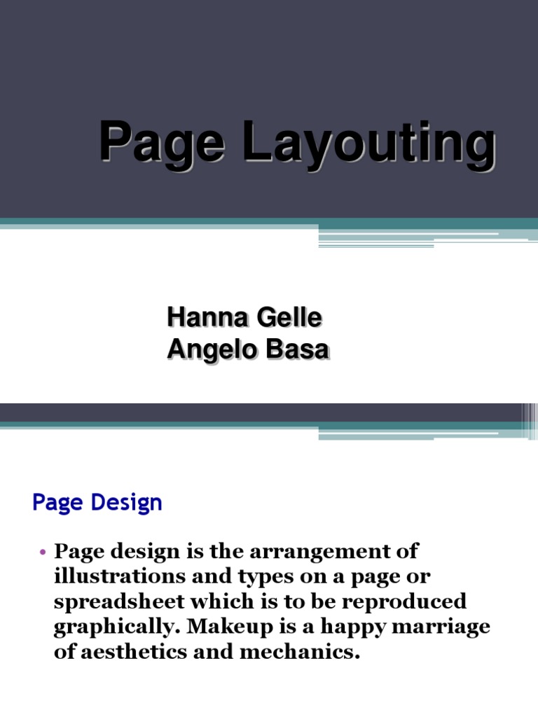 Page Layouting: Hanna Gelle Angelo Basa | PDF | Page Layout | Publishing
