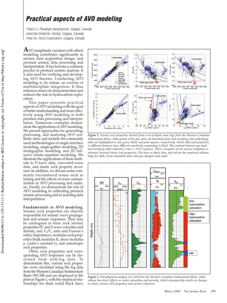 Avo Modelling PDF | Download Free PDF | Porosity | Reflection Seismology