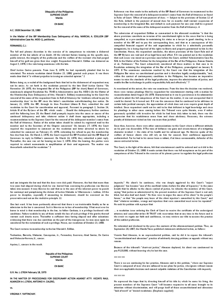 Suspension and Disbarment Cases PDF | PDF | Certiorari | Judgment (Law)
