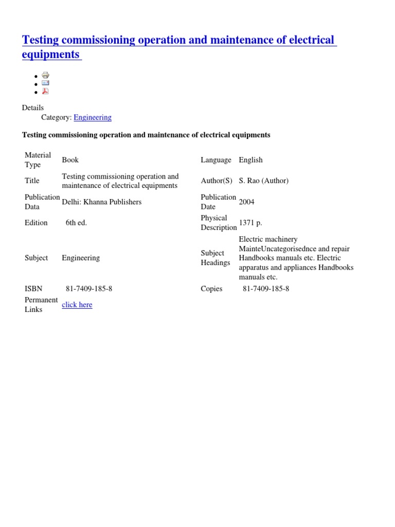 Electrical Testing and Commissioning Guide | PDF
