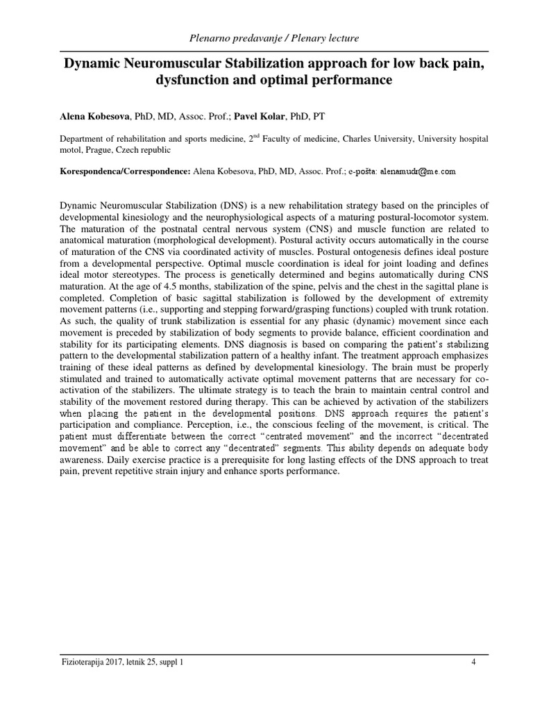 Fizioterapija 2017 Suplement Dynamic Neuromuscular Stabilization ...