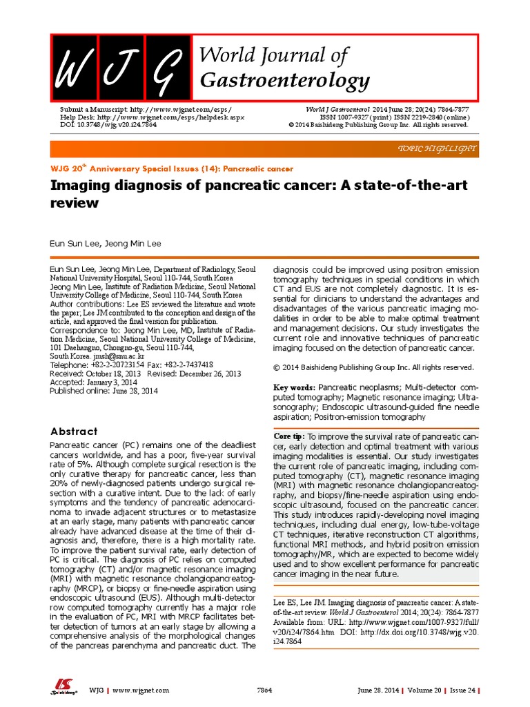 Imaging Diagnosis of Pancreatic Cancer: A State-Of-The-Art Review | PDF ...