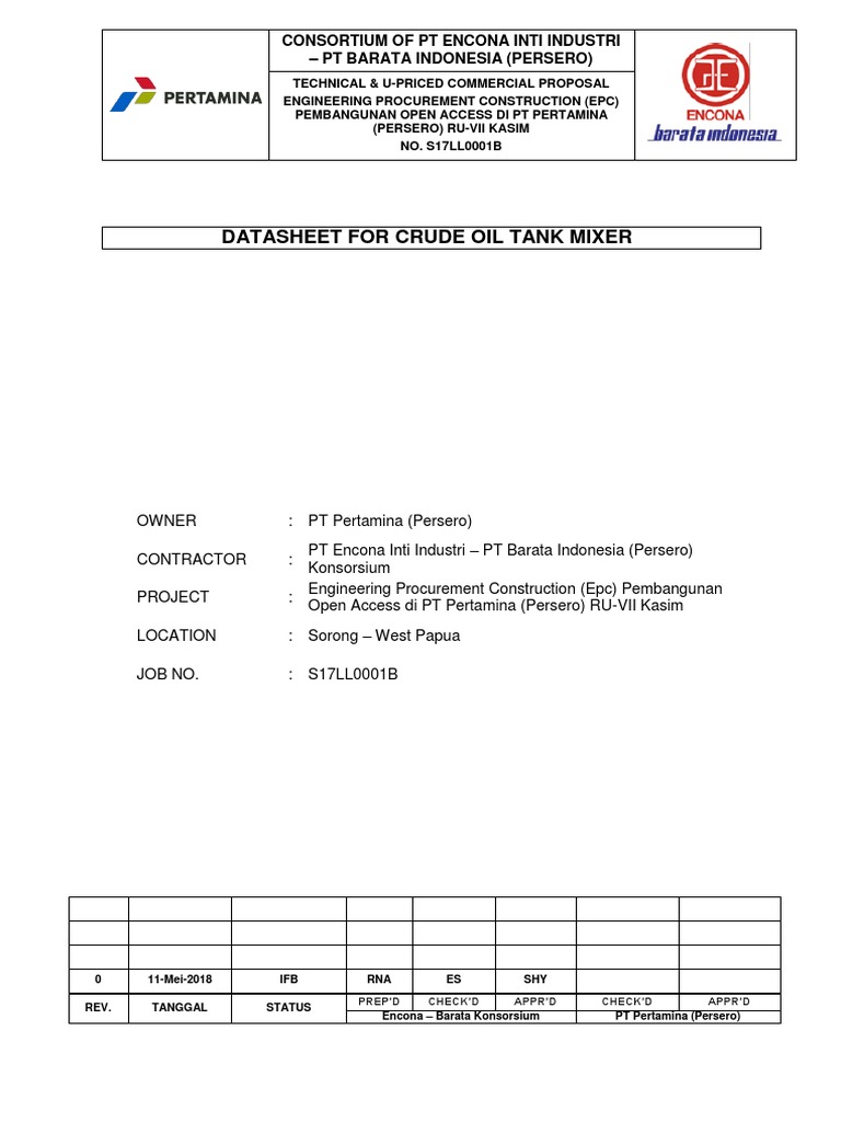 Data Sheet Crude Oil Tank Mixer PDF | PDF | Propeller | Viscosity