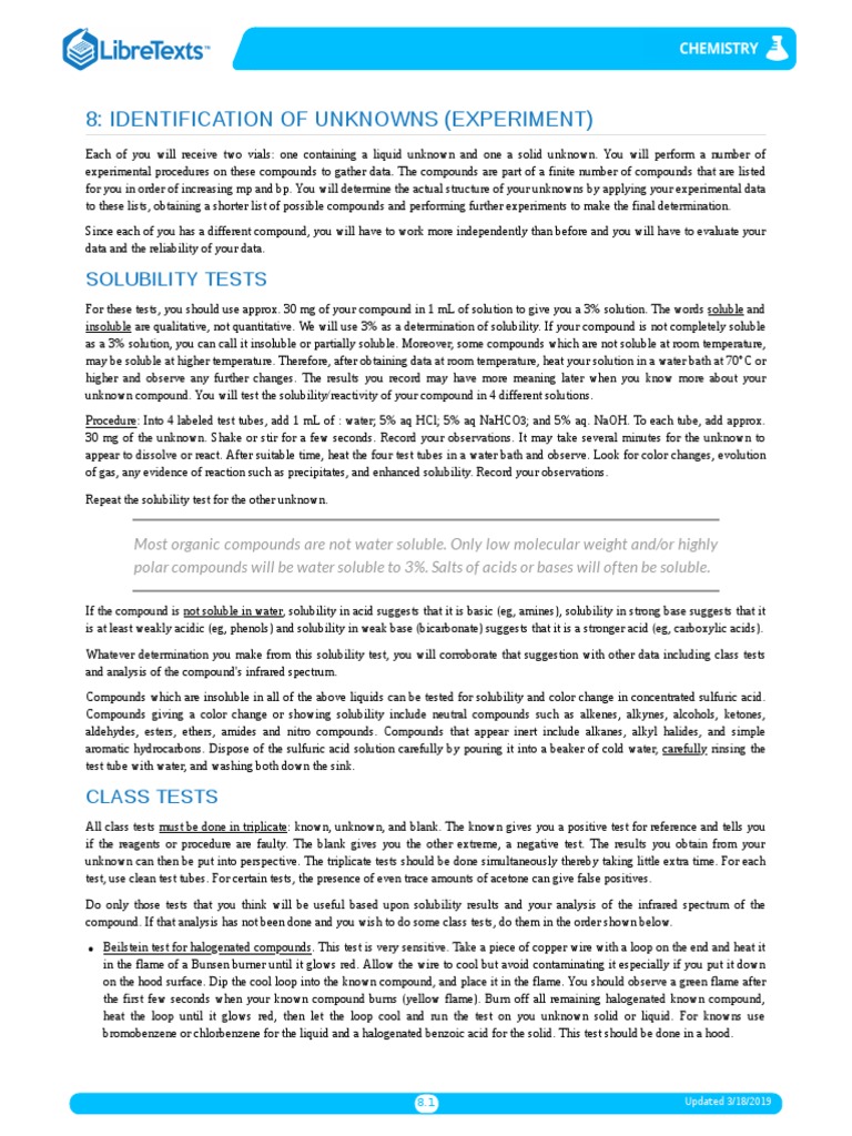 Identification of Unknowns | PDF | Aldehyde | Amine