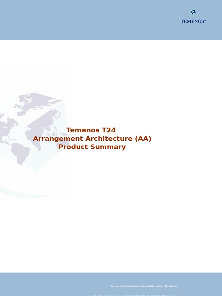 T24 Arrangement Architecture Product Summary | PDF | Interest | Loans