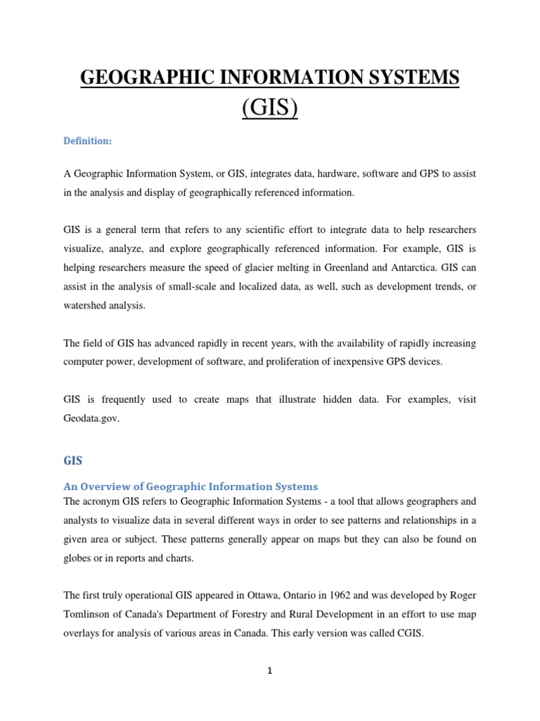 Geographic Information Systems: Definition | PDF | Geographic ...