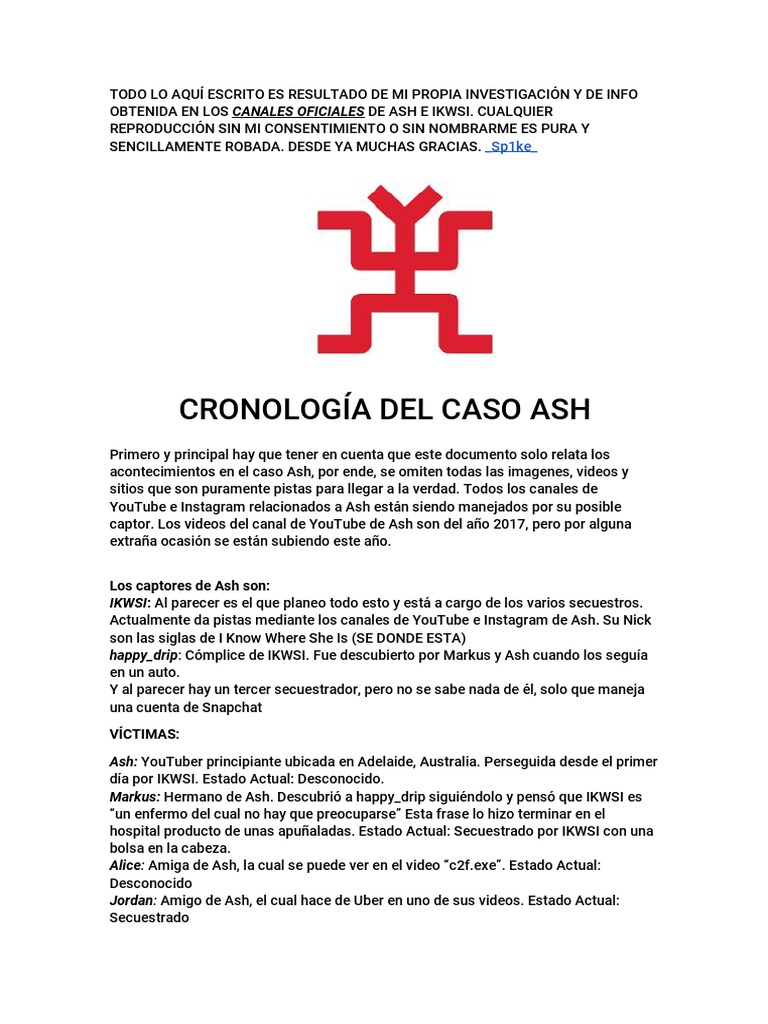 Cronología Del Caso Ash Vlogs | PDF | Snapchat | Youtube