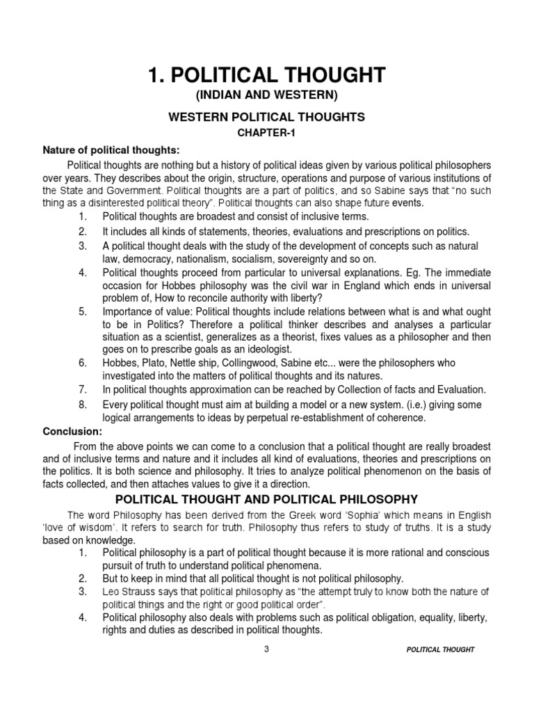 Political Thought: (Indian and Western) Western Political Thoughts ...
