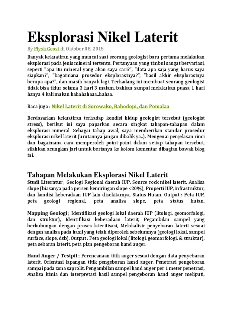 Eksplorasi Nikel Laterit | PDF