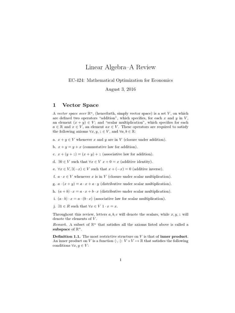Notes On Linear Algebra | PDF | Matrix (Mathematics) | Eigenvalues And ...