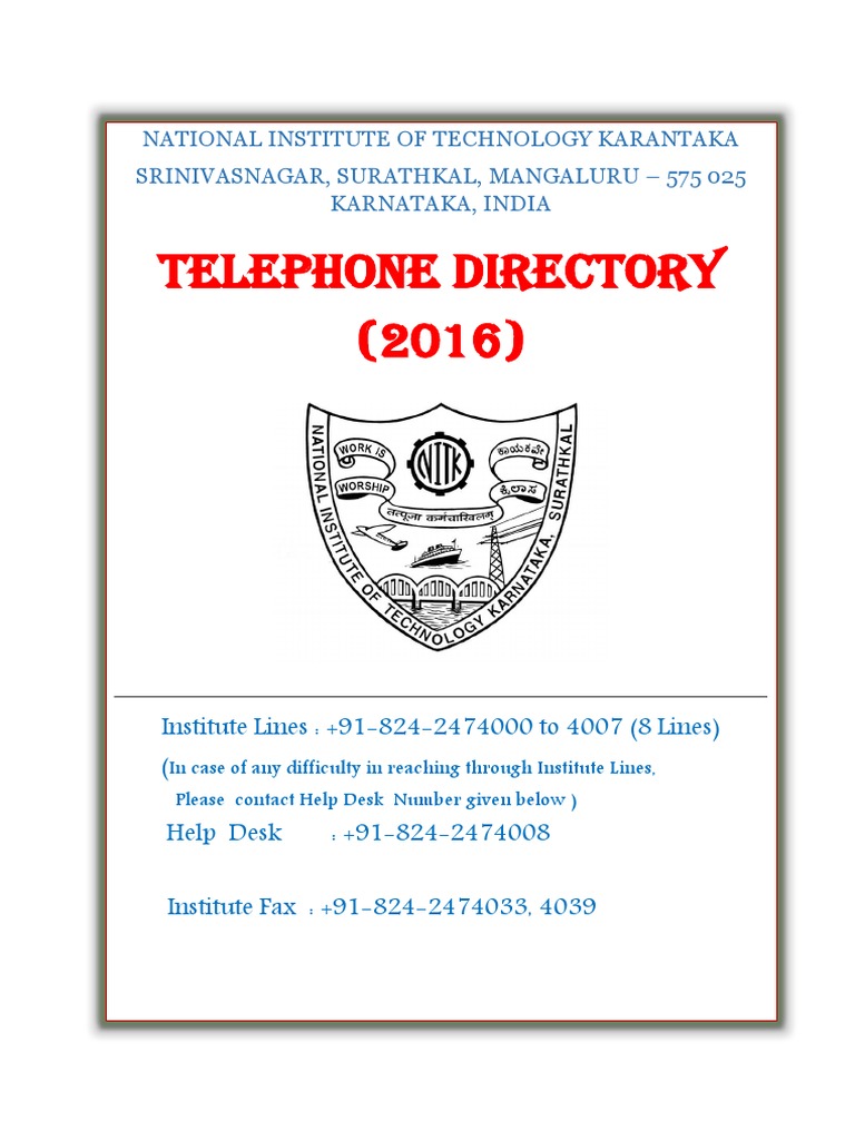 NITK Surathkal Contact Directory | PDF | Science And Technology ...