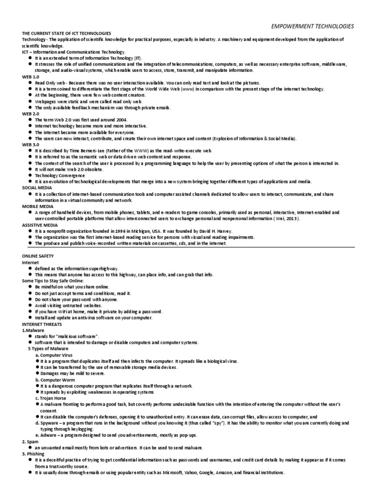 3rd Grading Emtech Handout | PDF | Information Technology | Malware