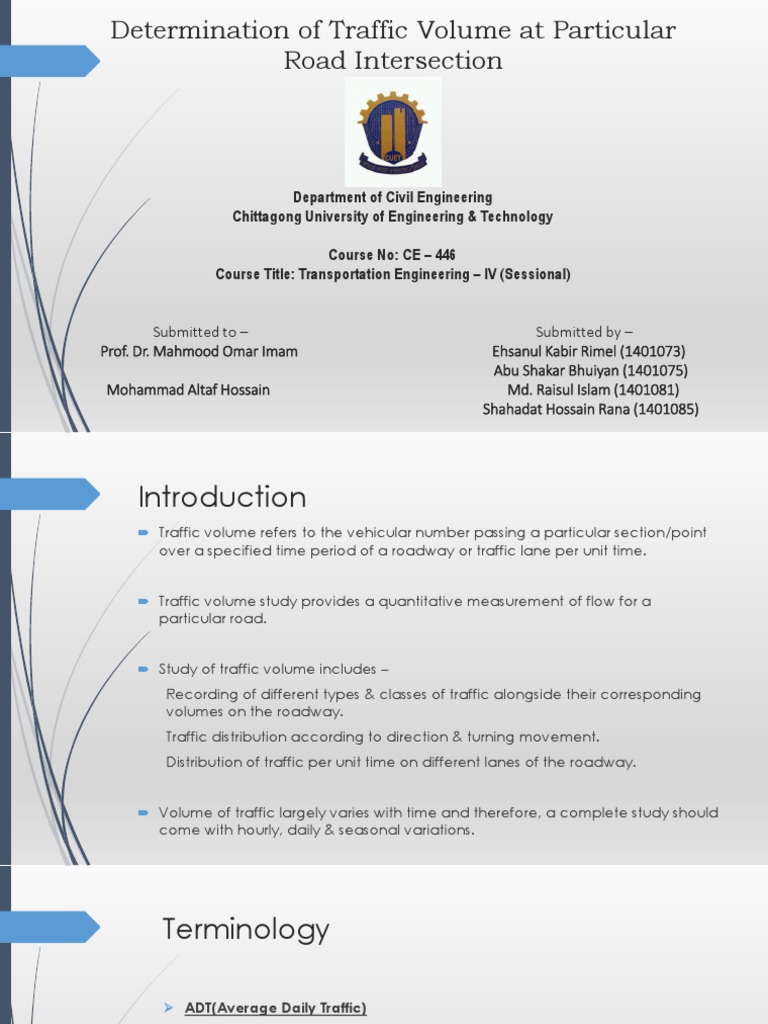 Determination of Traffic Volume at Particular Road Intersection | PDF ...